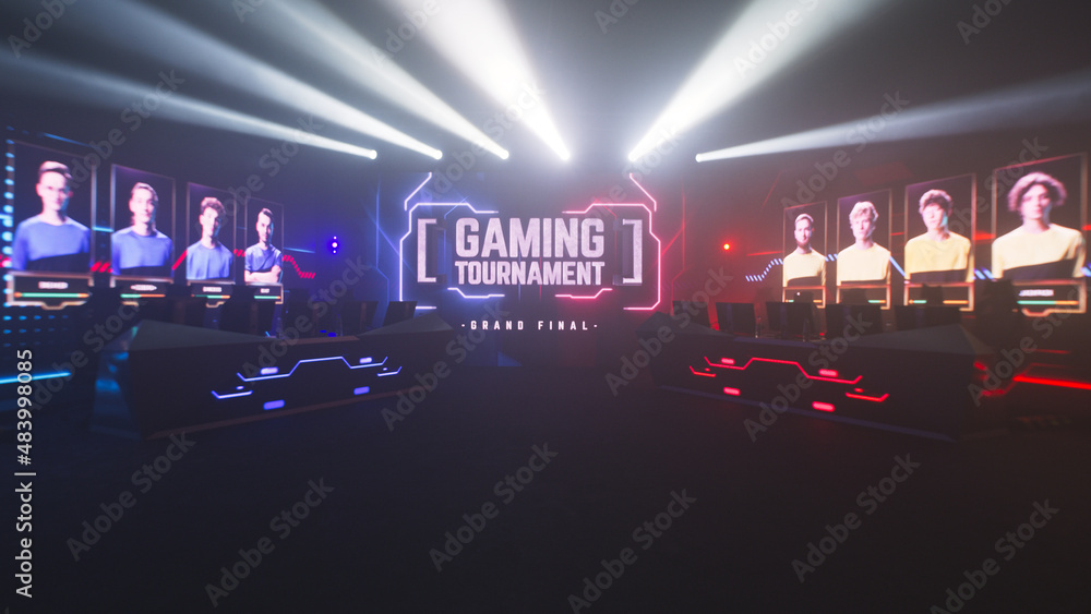 LED monitor with Gaming Tournament Grand Final inscription with ...