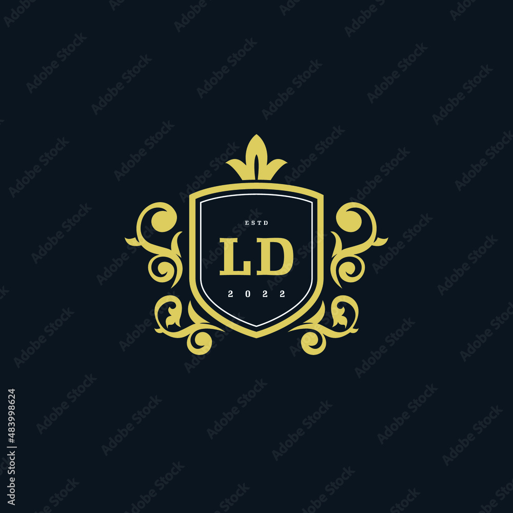 Letter Initial LD with Royal Template. luxury gold vector logo design ...