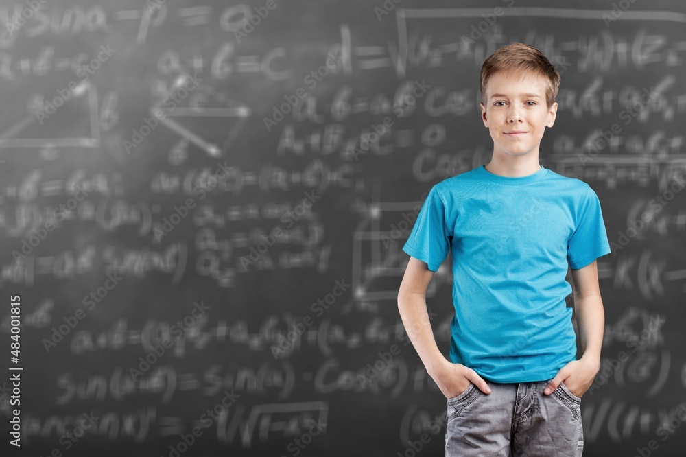 Happy cheerful proud confident smiling cute student standing posing in ...