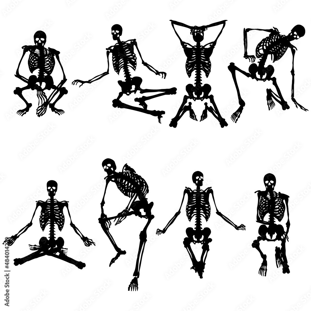 Human skull pose silhouette vector E2 Stock Vector | Adobe Stock