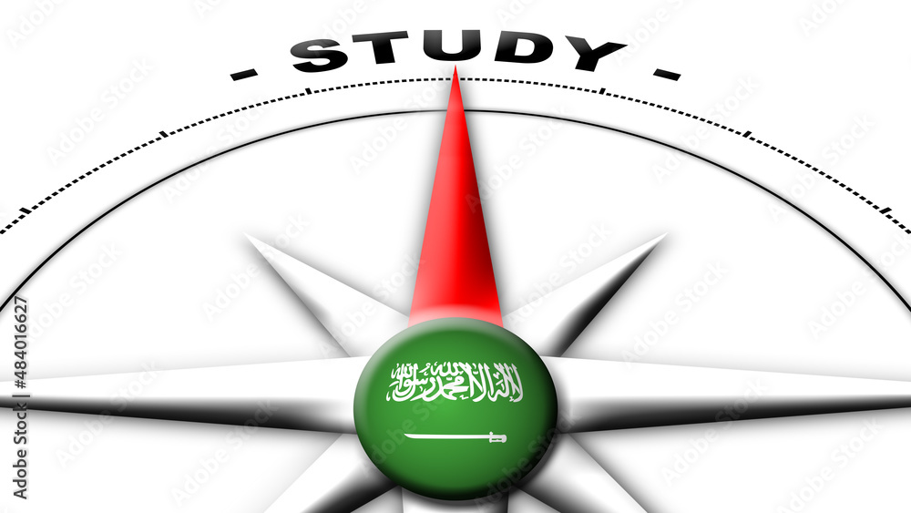 Saudi Arabia Globe Sphere Flag and Compass Concept Study Titles – 3D ...