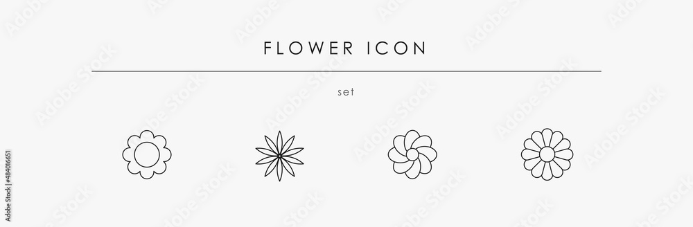 Cute flower icons. Simple flower symbols set. Can be used as a design ...