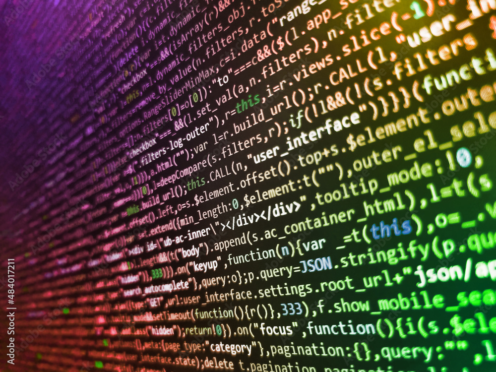 Lines Of Html Code Visible Binary Code Digital Technology Background Writing Program Code On