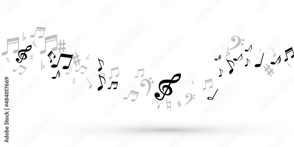 Musical notes cartoon vector background. Melody Stock Vector | Adobe Stock