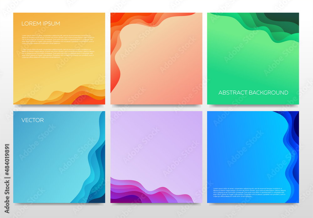 Set of square colorful abstract 3d backgrounds for advertising, stories ...