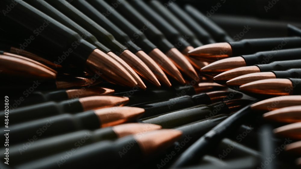 7.62 x 39 caliber bullets for Kalashnikov assault rifle Stock Photo ...