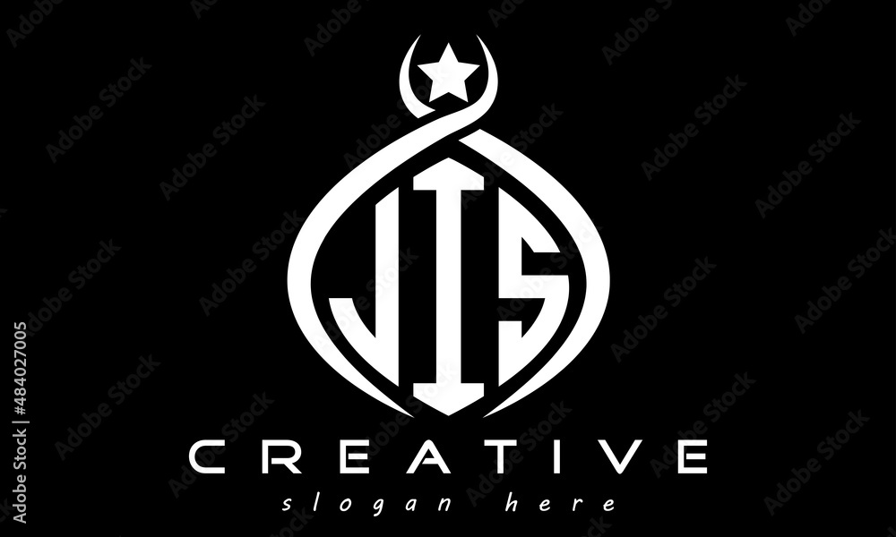 JIS three letters monogram curved oval initial logo design, geometric ...