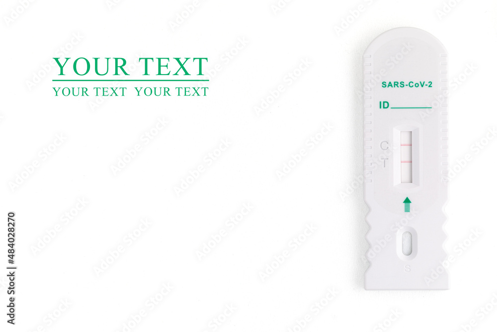 Positive covid test. Test results for Covid-19. rapid test on a white ...