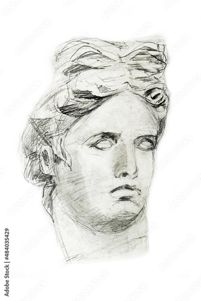 Sketch of the sculpture of the head of Apollo Belvedere (Apollo ...