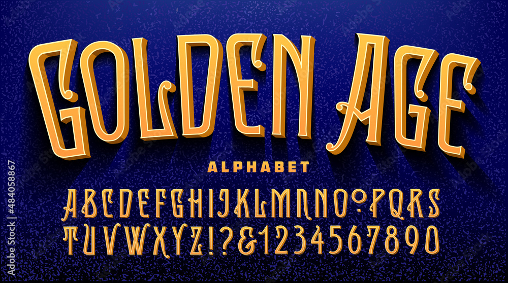 Golden Age elaborate and ornate alphabet; An antique or Victorian style ...