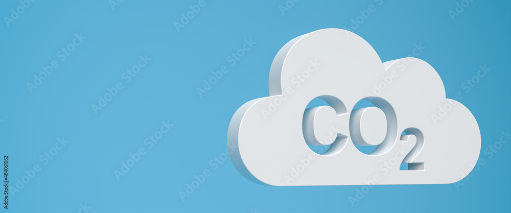 CO2 concept. A cloud shaped object with the word CO2 punched out in ...
