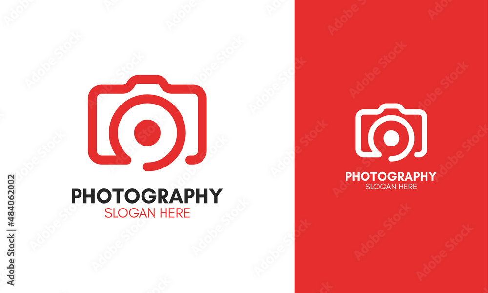 Camera logo with line art style Stock Vector | Adobe Stock