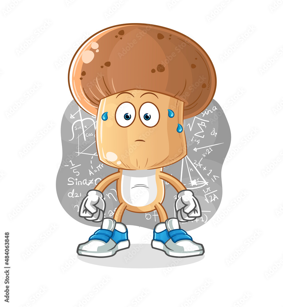 mushroom head cartoon thinking hard vector. cartoon character Stock ...