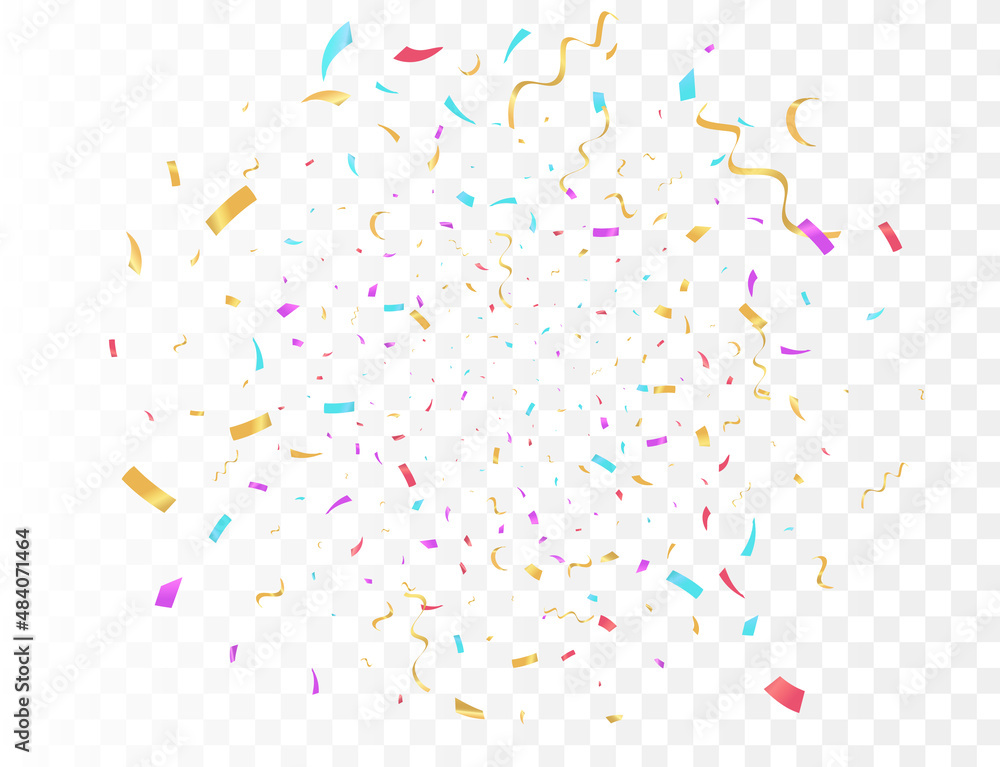 Confetti burst explosion On Transparent Background Color flying ribbons ...
