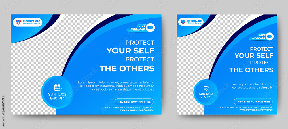 Medical Healthcare live webinar banner invitation and social media post ...