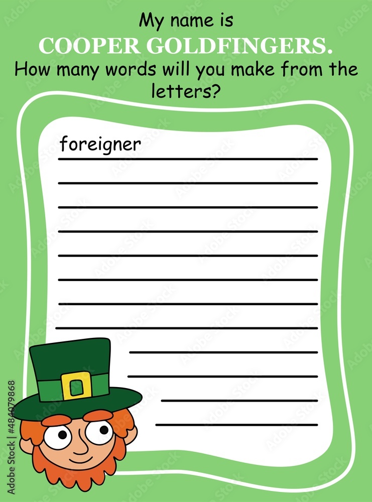 Vetor de Word game with a cartoon hand-drawn leprechaun for kids vector ...