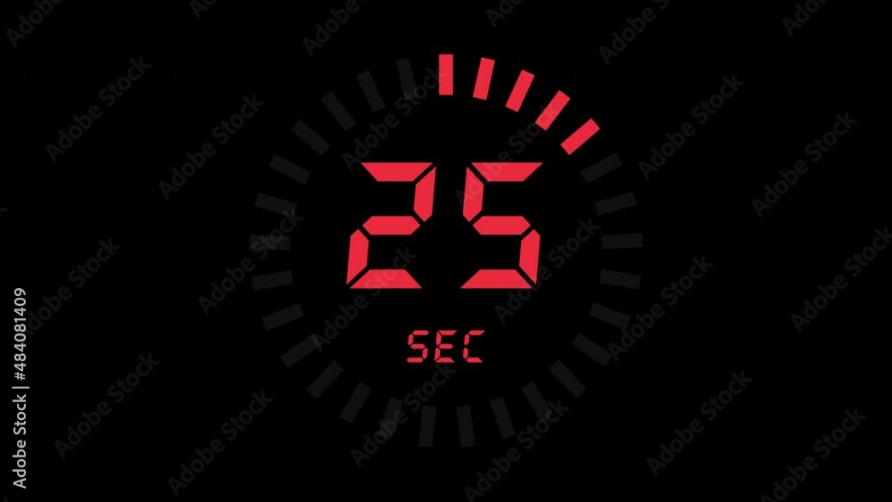 Thirty second modern digital countdown timer with dashed line indicator ...