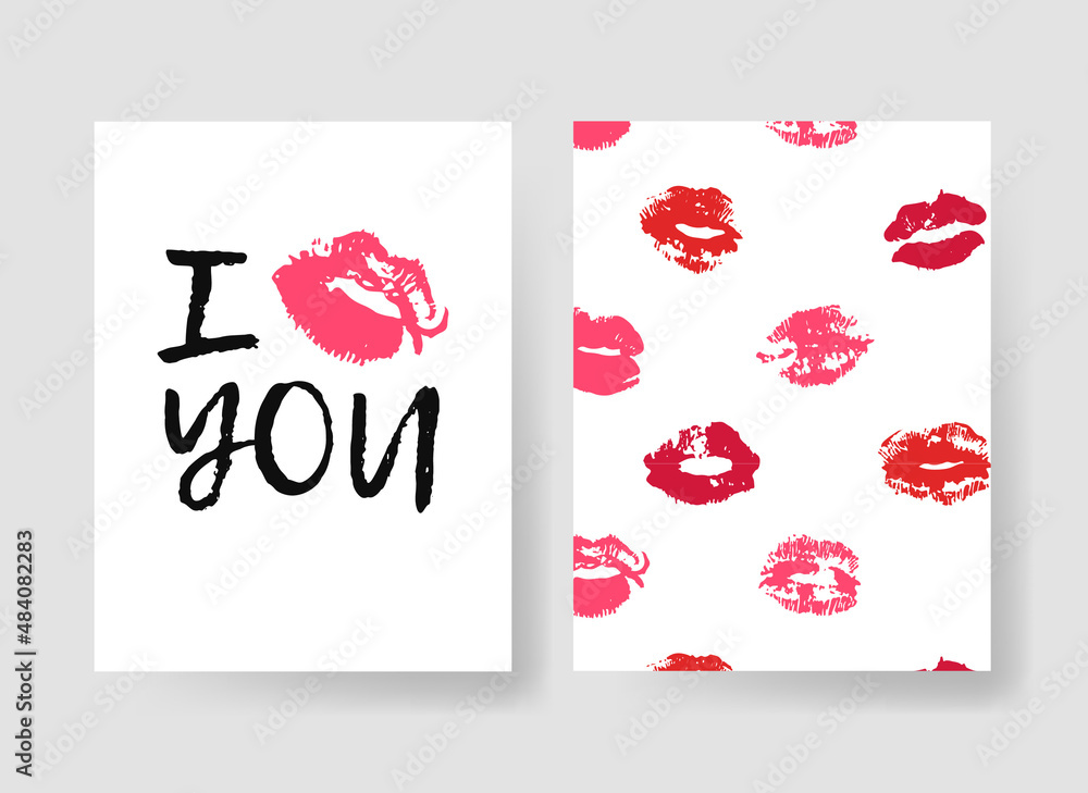 Set of templates for romantic cards. Hand drawn fashion illustration ...