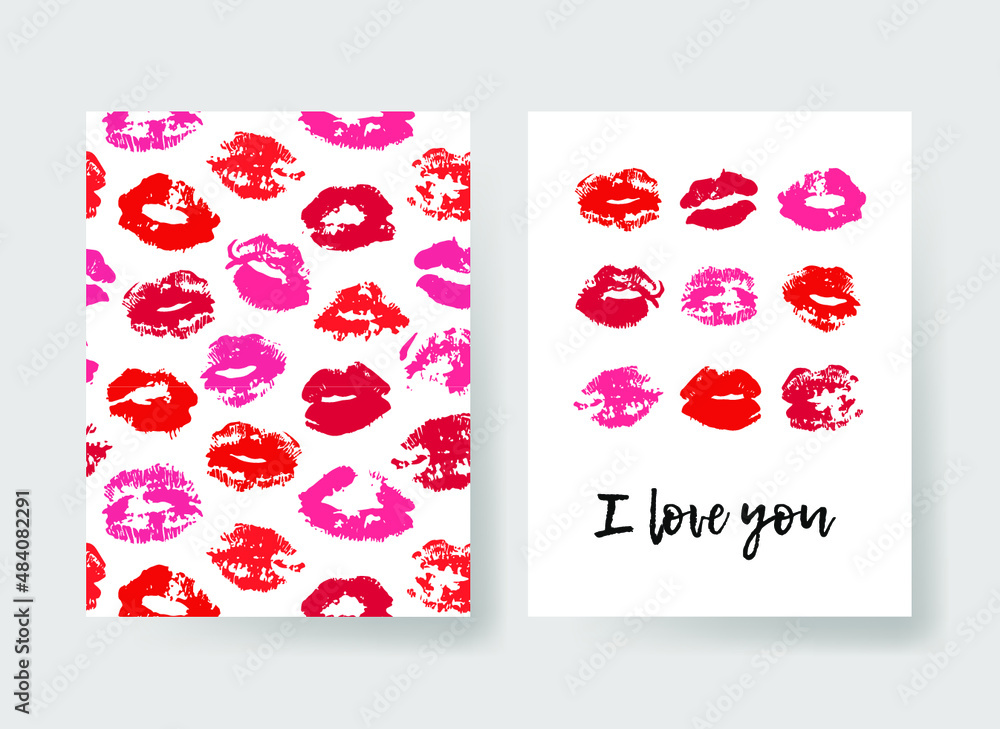 Set of templates for romantic cards. Hand drawn fashion illustration ...