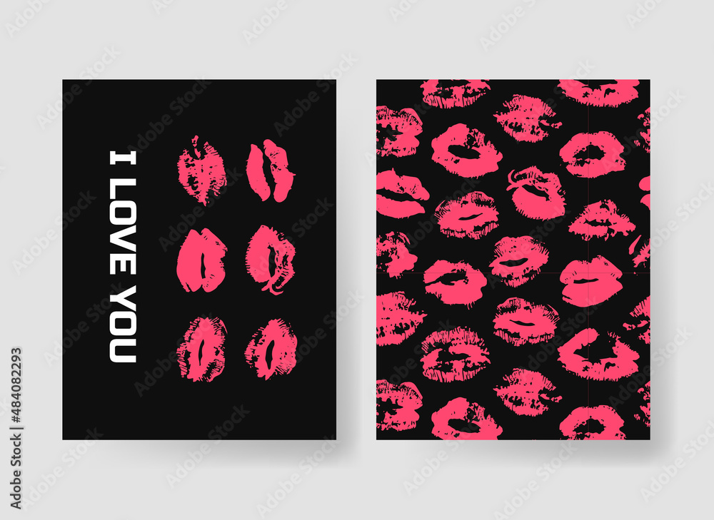 Set of templates for romantic cards. Hand drawn fashion illustration ...