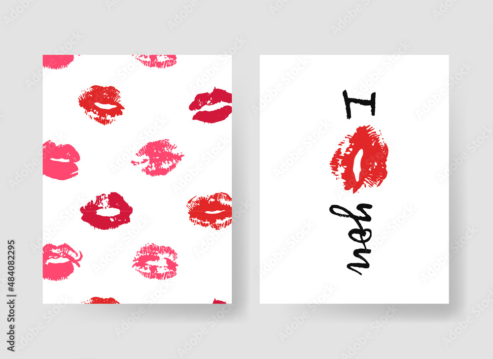 Set of templates for romantic cards. Hand drawn fashion illustration ...