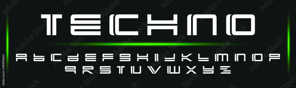 Vetor de TECHNO new minimal tech Letter Alphabet Fonts Logo design and ...