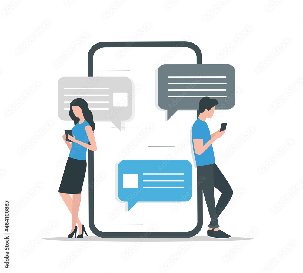 Online messaging concept. Colored vector flat illustration. Isolated on ...
