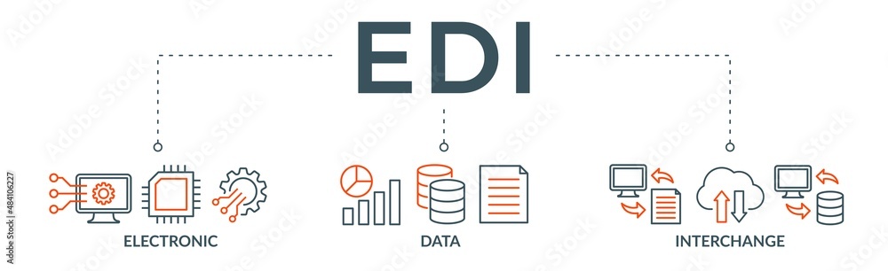 EDI banner web icon vector illustration concept for electronic data ...