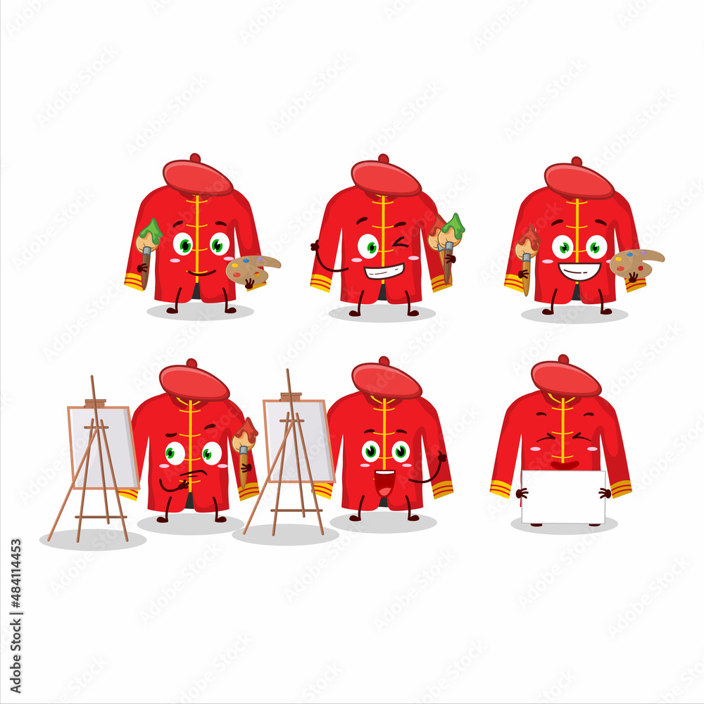 Artistic Artist of red chinese traditional costume cartoon character ...