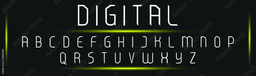 DIGITAL minimal creative Tech Letter Concept and Luxury vector typeface ...