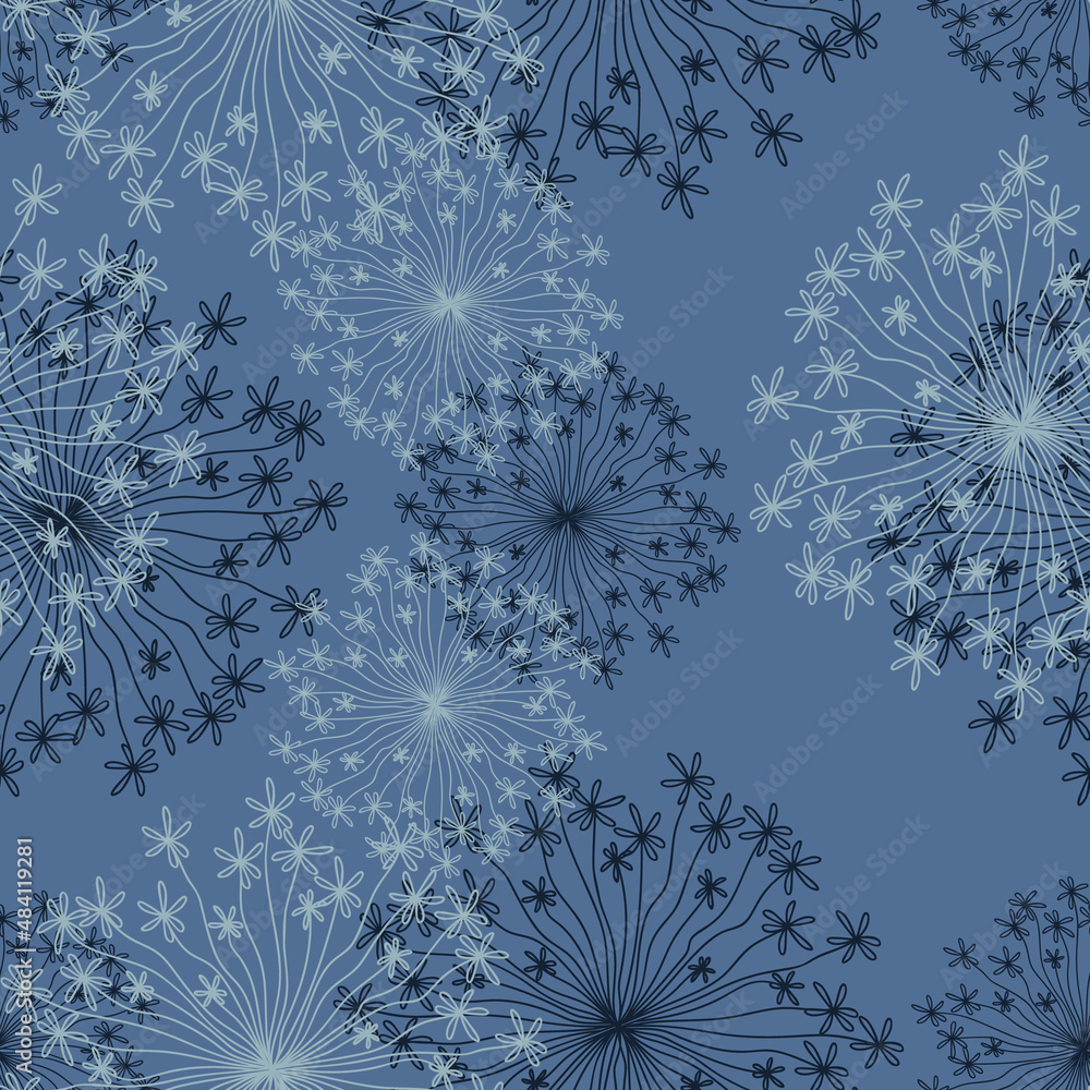 Seamless dandelion pattern, vector seamless background with hand drawn ...