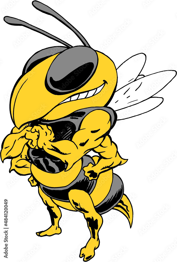 Bad Bee Mascot Vector Illustration Stock Vector Adobe Stock