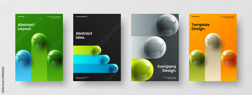 Geometric front page A4 vector design template collection. Creative 3D ...