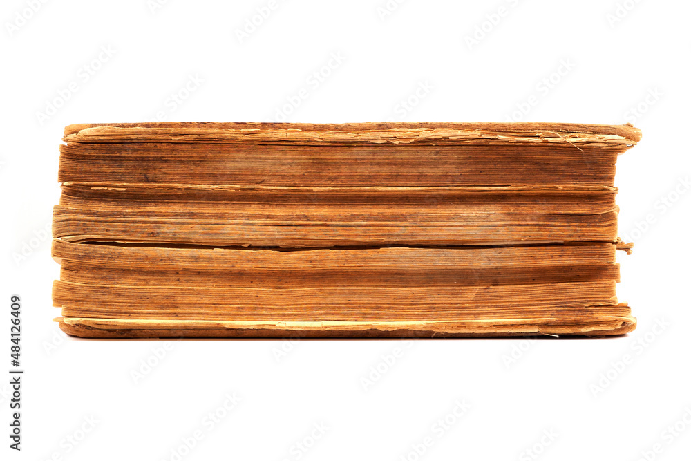 Texture of old leather pages. Antique book. Library. Sheets of old ...