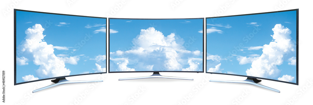 Curved TV 4K flat screen lcd or oled, plasma realistic, White blank HD ...