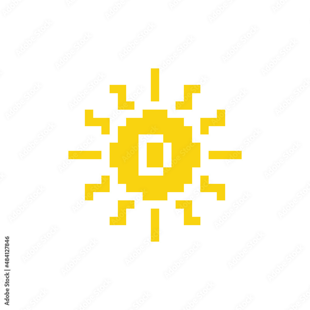 pixel art vitamin D vector game 8 bit sun icon Stock Vector | Adobe Stock