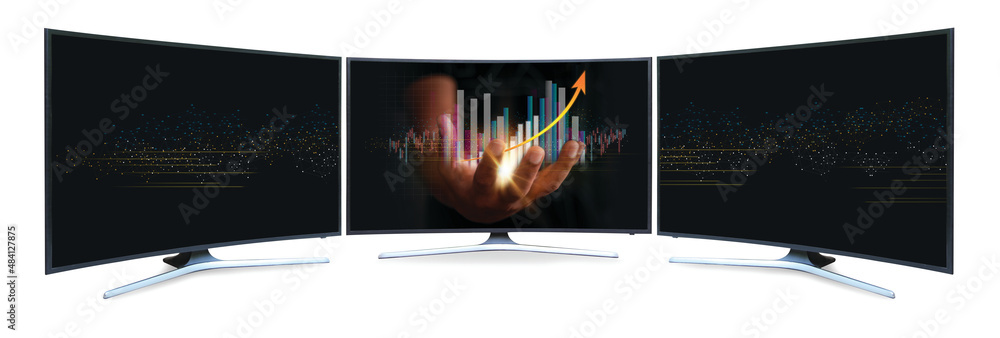 Curved TV 4K flat screen lcd or oled, plasma realistic, White blank HD ...