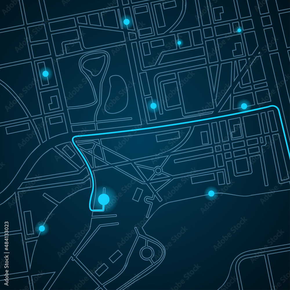 Vetor de City Map with Street Roads and Location Navigation Interface ...
