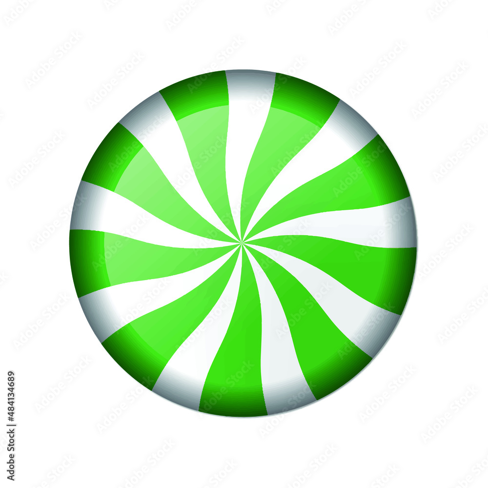 Sweet striped green round peppermint candy caramel without wrapper ...
