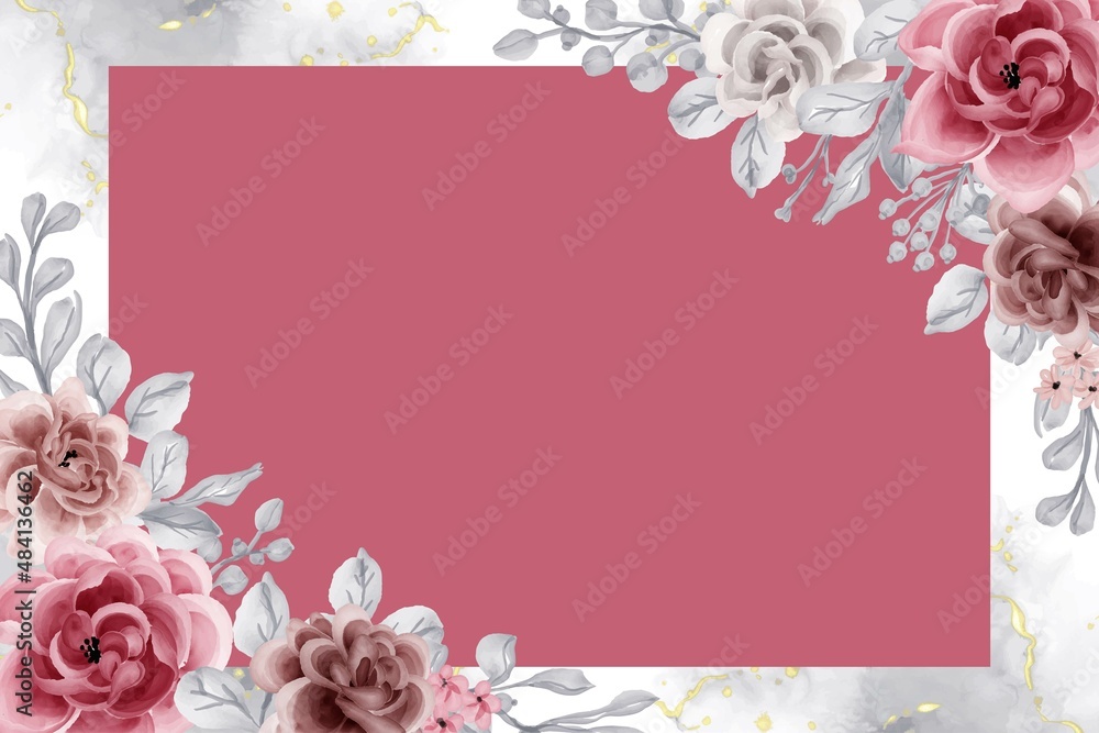 Elegance Pink and Maroon Rose Flower Watercolor Background Stock Vector ...