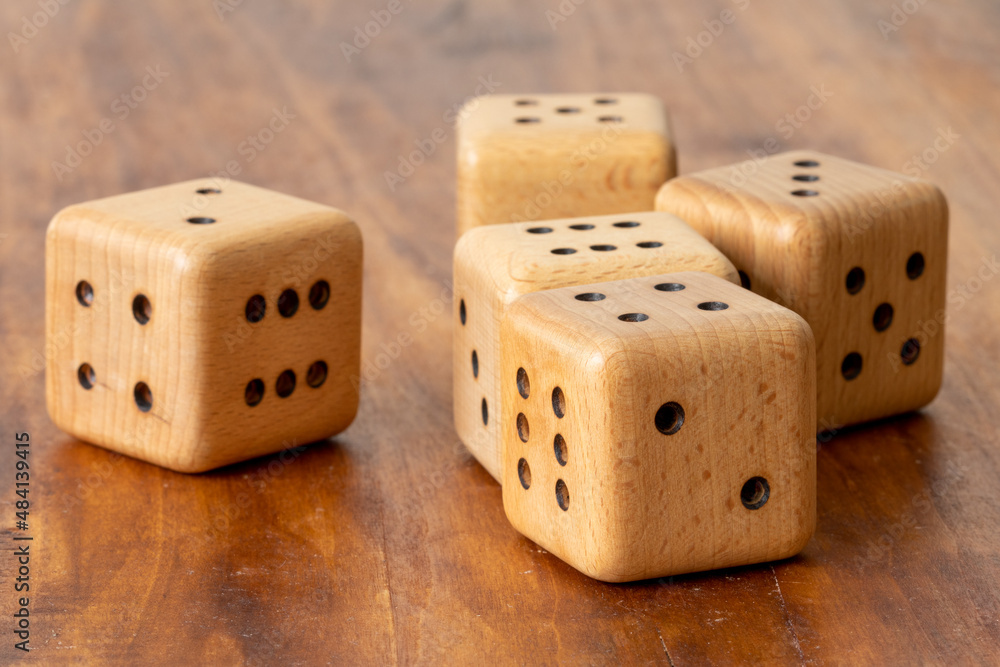 Playing dice handmade. A dice is a dice with six faces marked with ...