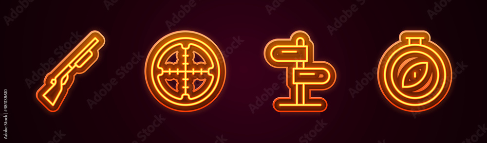 Set Line Hunting Gun, Sniper Optical Sight, Road Traffic Sign And ...