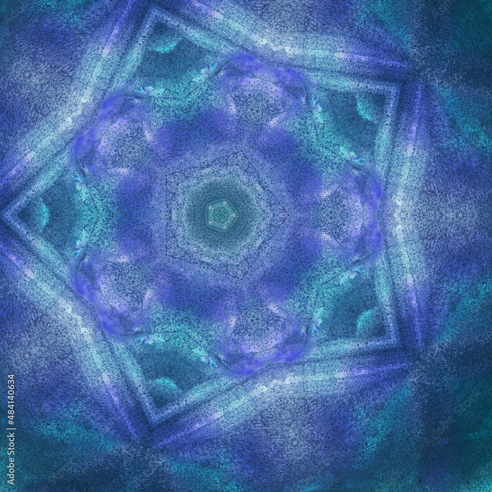 Kaleidoscope repeating pattern with rotational symmetry, ice texture ...
