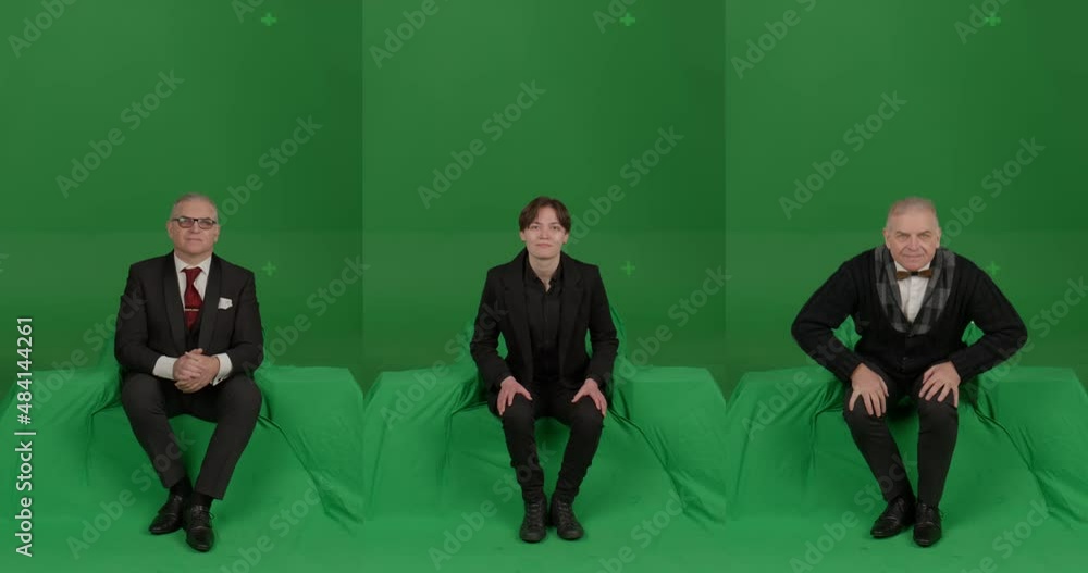 GREEN SCREEN CHROMA KEY Front view of male and female spectators ...