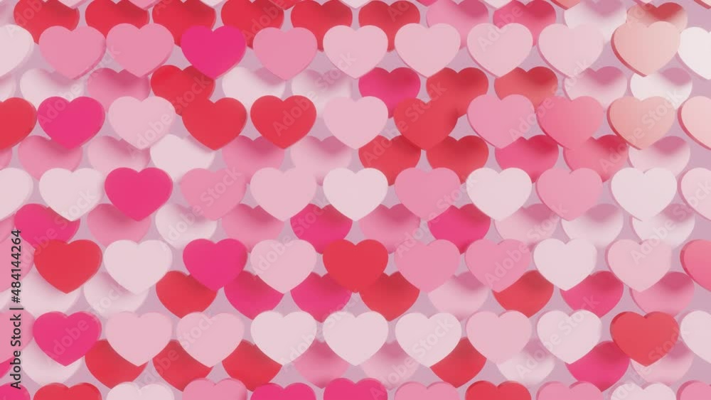 3D render heart shapes on a white background. 3d render seamless loop ...