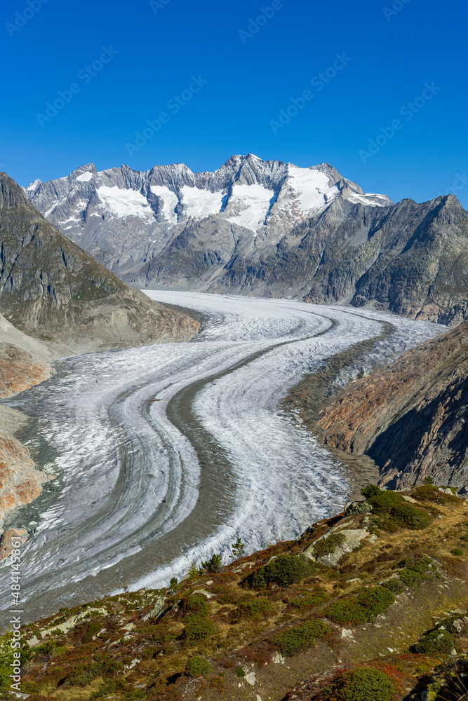 Der Aletschgletscher in der Jungfrau-Region im Wallis, Schweiz Stock ...