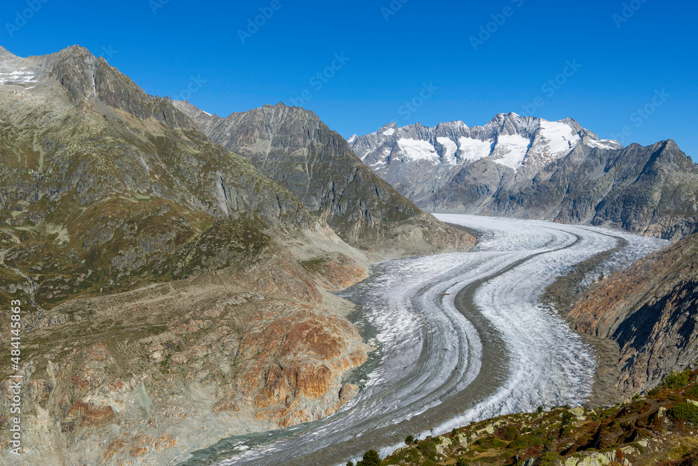 Der Aletschgletscher in der Jungfrau-Region im Wallis, Schweiz Stock ...