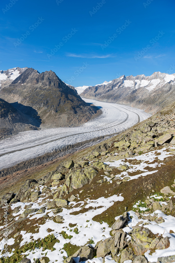 Der Aletschgletscher in der Jungfrau-Region im Wallis, Schweiz Stock ...
