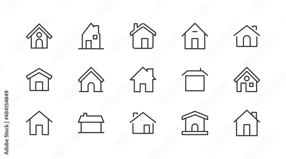 Editable vector pack of house line icons. Stock Vector | Adobe Stock Editable vector pack of house line icons. Stock Vector | Adobe Stock
