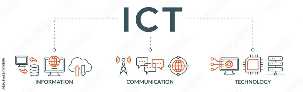 ICT banner web icon vector illustration concept for information and ...